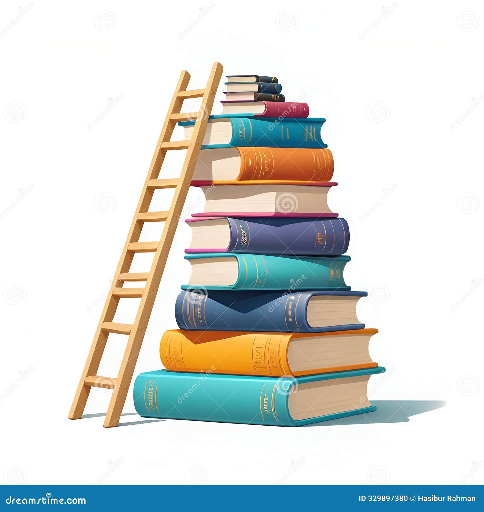 Stack of Books with Ladder Education Learning Concept Stock ...