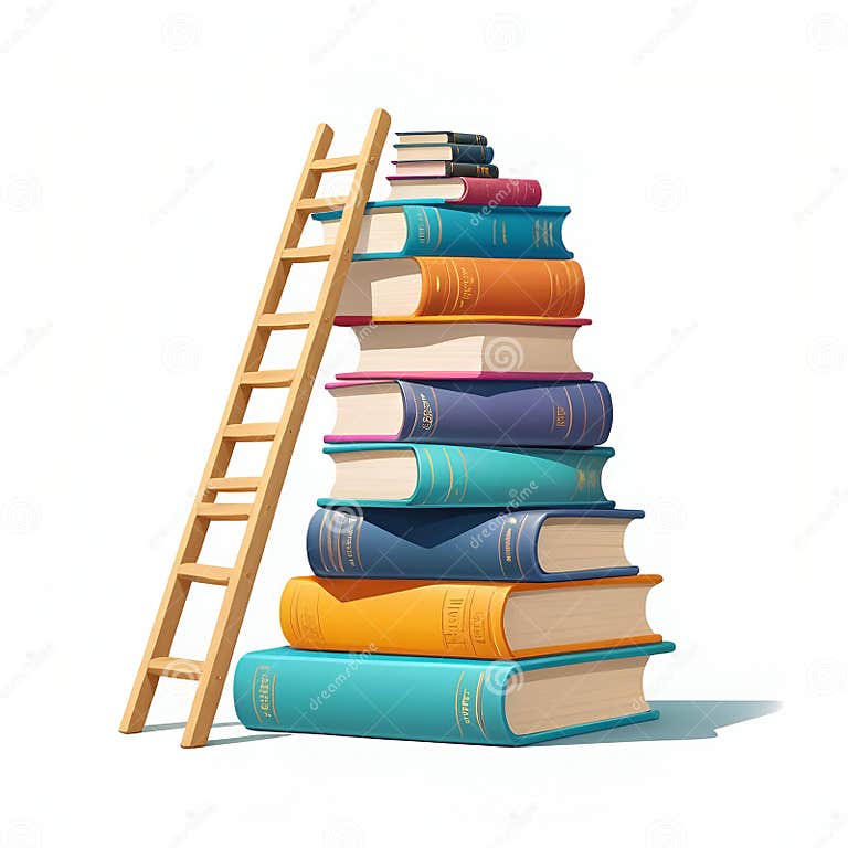 Stack of Books with Ladder Education Learning Concept Stock ...