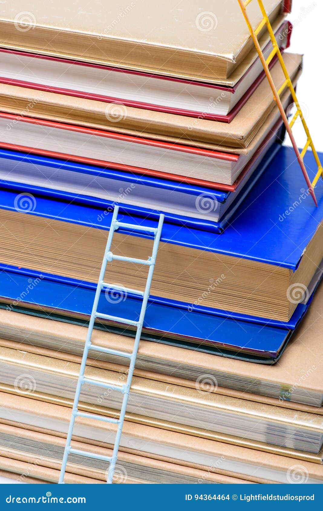 Stack of Books with Ladders Isolated on White Stock Photo - Image of ...