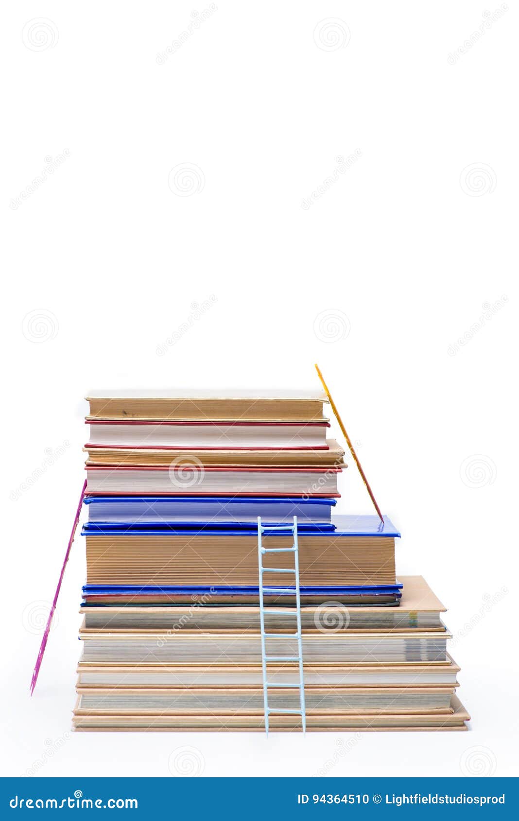 Stack of Books with Ladders Isolated on White Stock Photo - Image of ...
