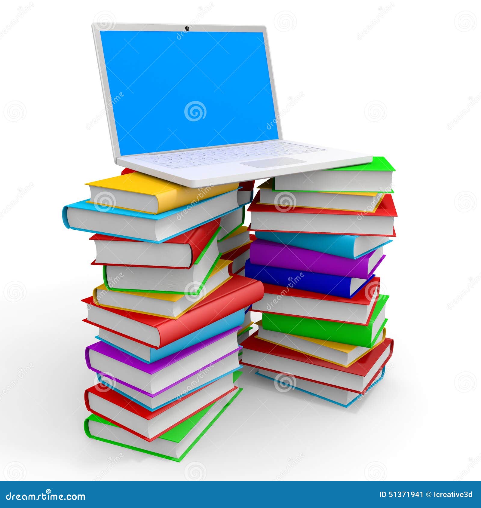 Stack of books and laptop. stock illustration. Illustration of concept ...