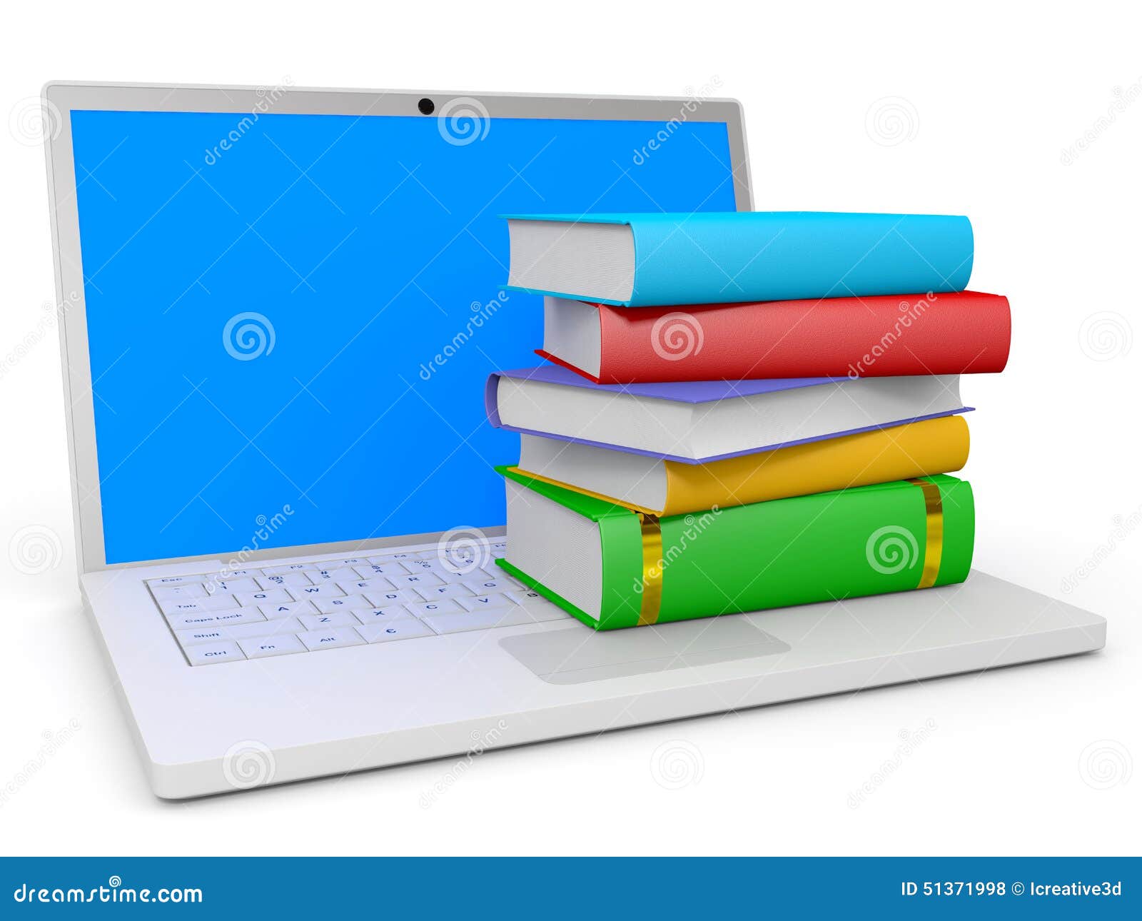 Stack of books and laptop. stock illustration. Illustration of mobility ...