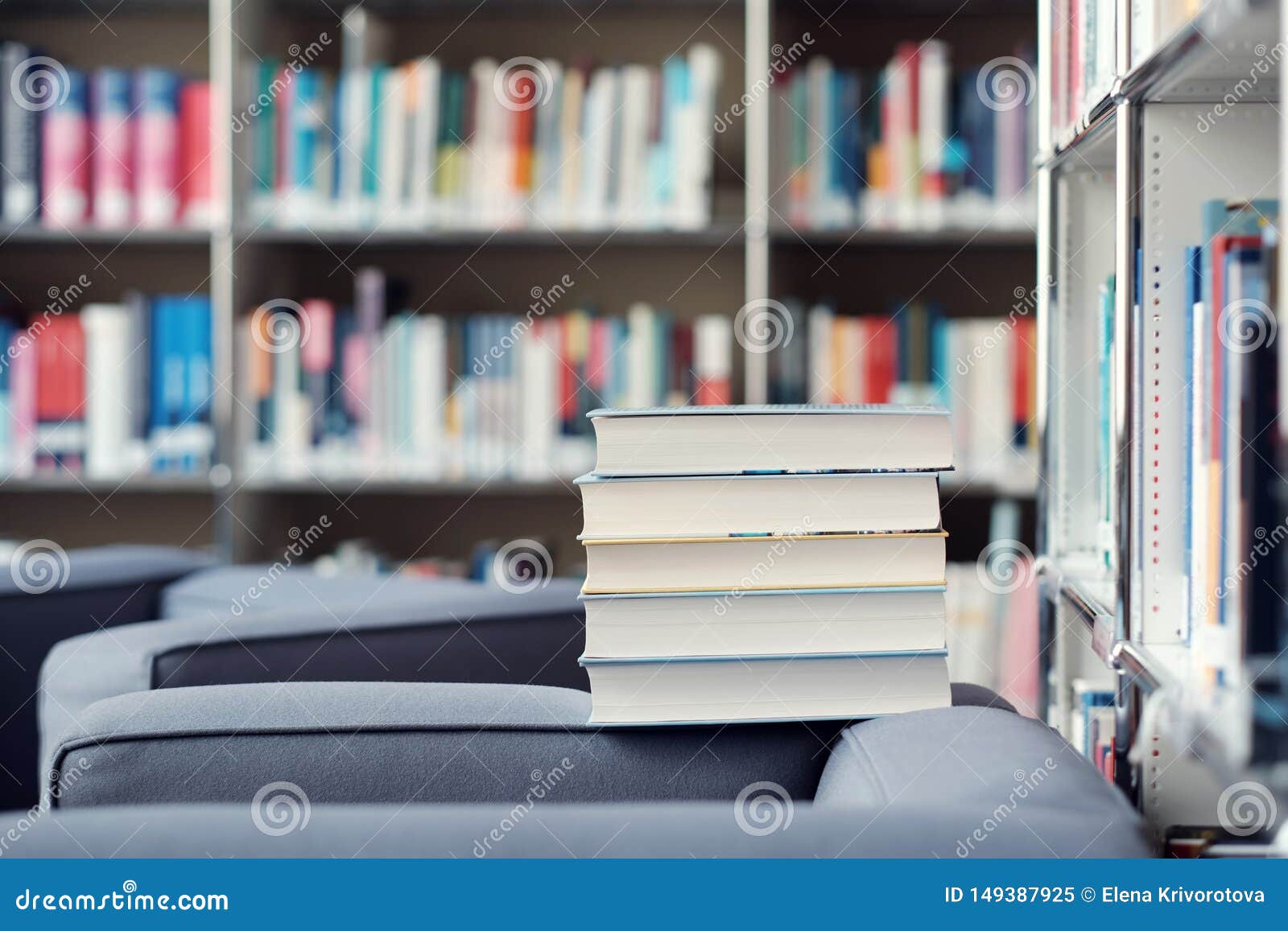 Stack of Books in a Library Stock Image - Image of university, research ...