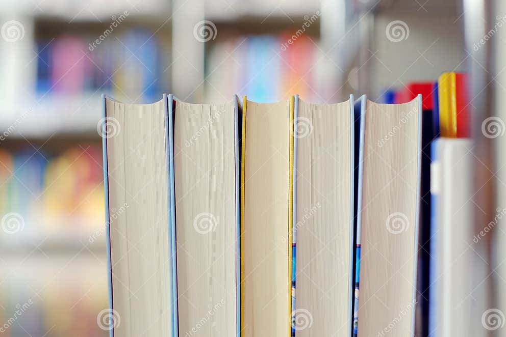 Stack of Books in a Library Stock Photo - Image of school, student ...