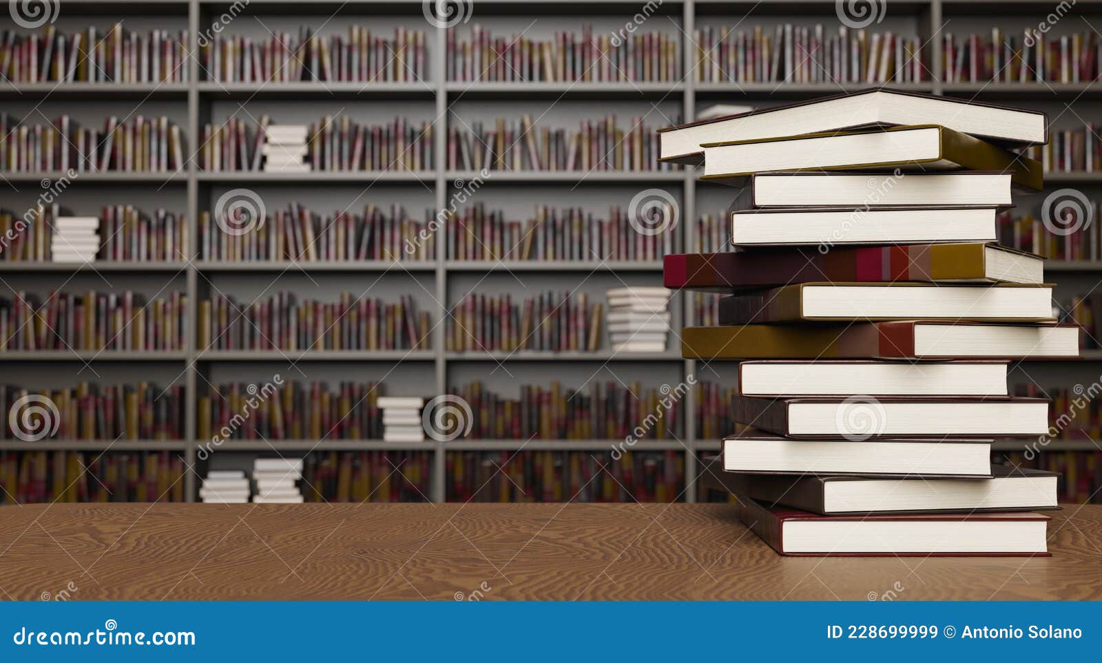 Stack of Books in a Library Stock Illustration - Illustration of ...
