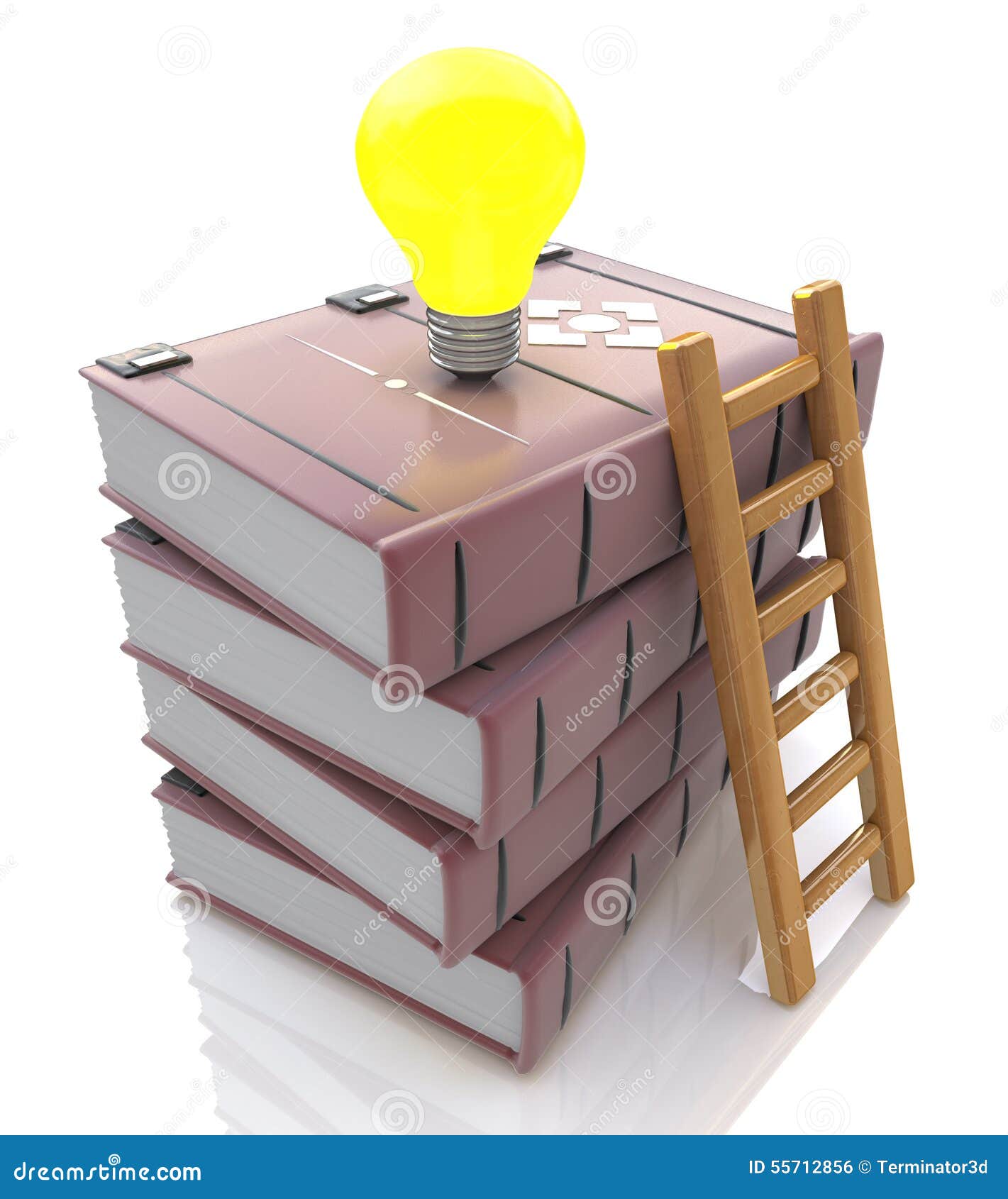 Stack of Books with Light Bulb and Ladder Stock Illustration ...