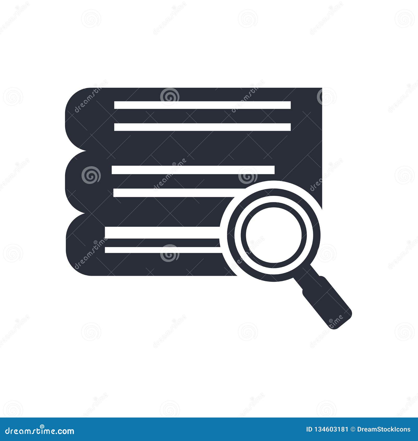 Stack of Books and Magnifier Icon Vector Sign and Symbol Isolated on ...
