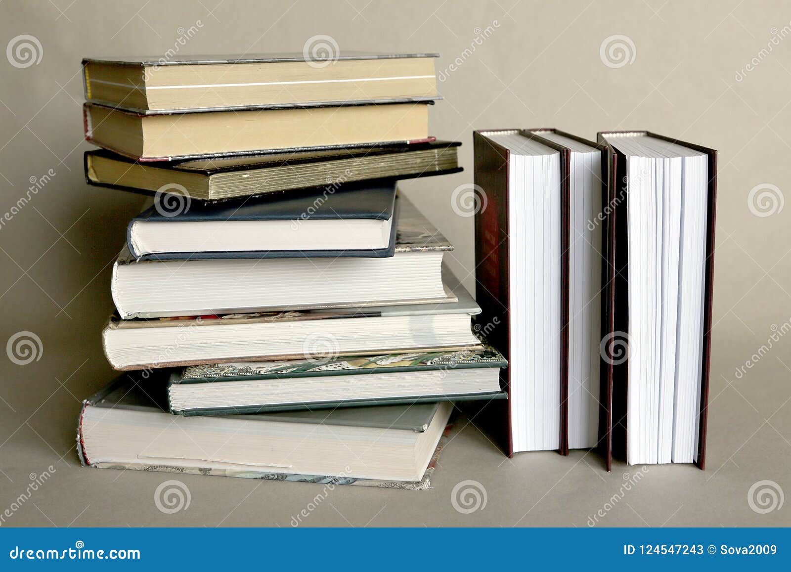 Stack of Books in the Workplace Stock Image - Image of neutral, college ...