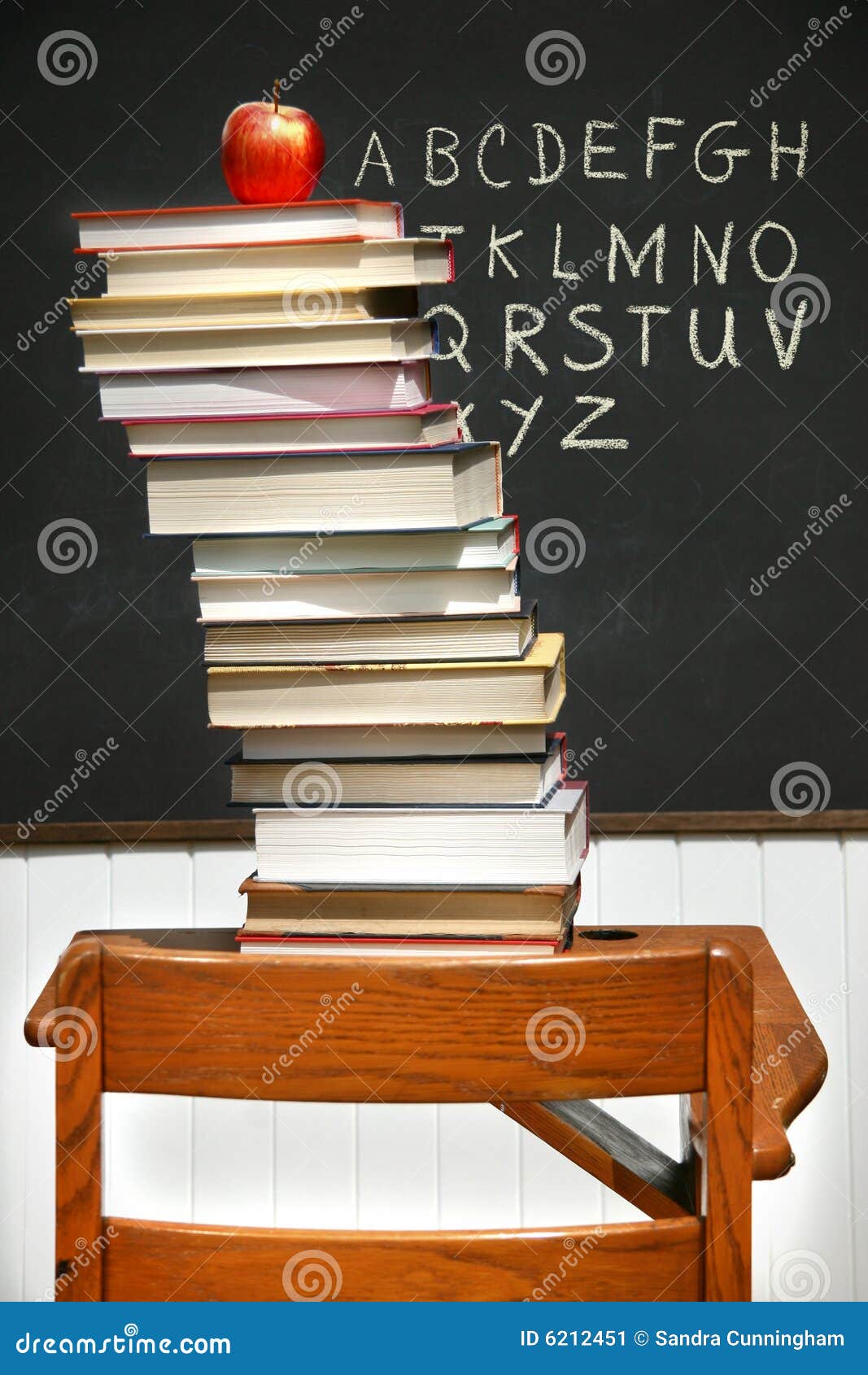 Stack of Books on an Old School Desk Stock Image - Image of back, paper ...
