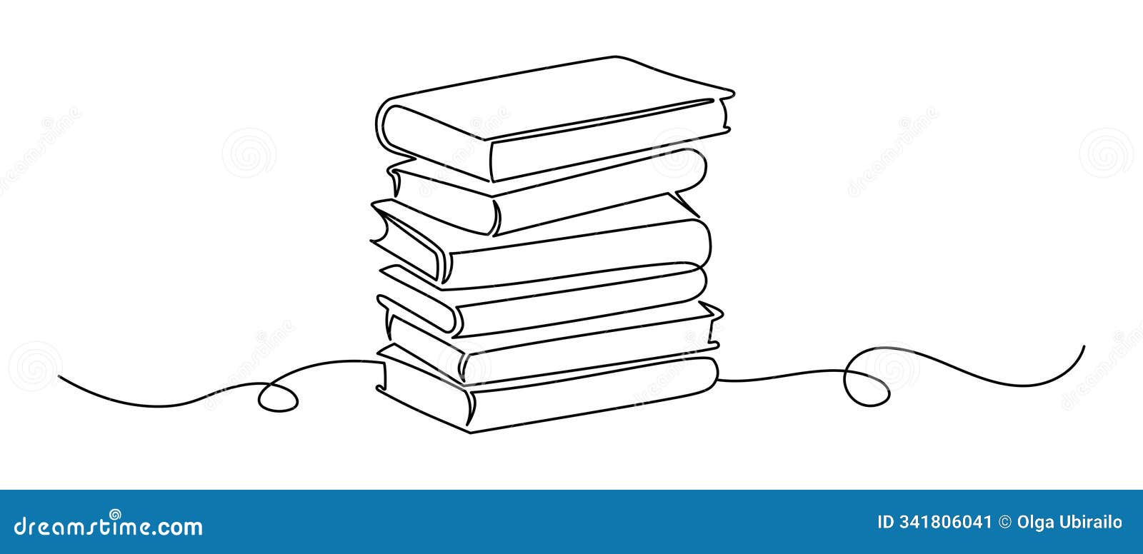Stack Books in One Continuous Line Drawing. Education in School and ...