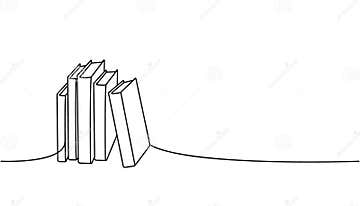 Stack of Books One Line Continuous Drawing. Bookstore, Library ...