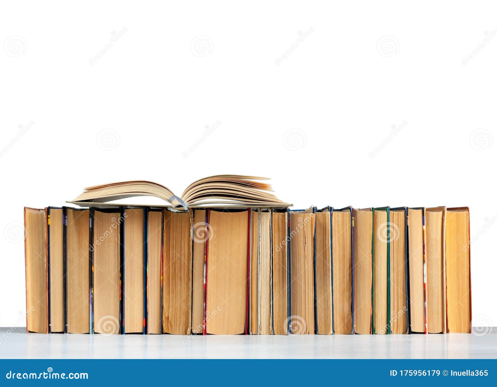 Stack of Books and Open Book Isolated on a White Background, Back To ...