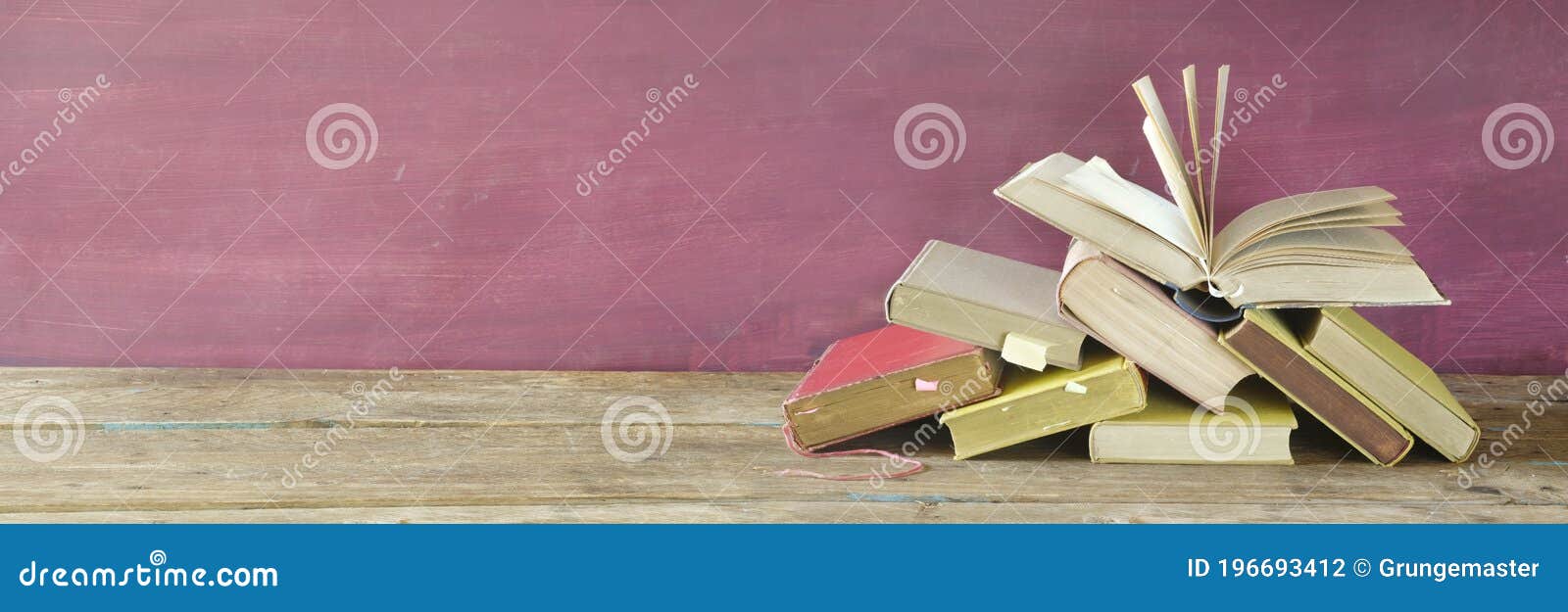 Stack of Books and Open Book. Reading,literature,education,libra Stock ...