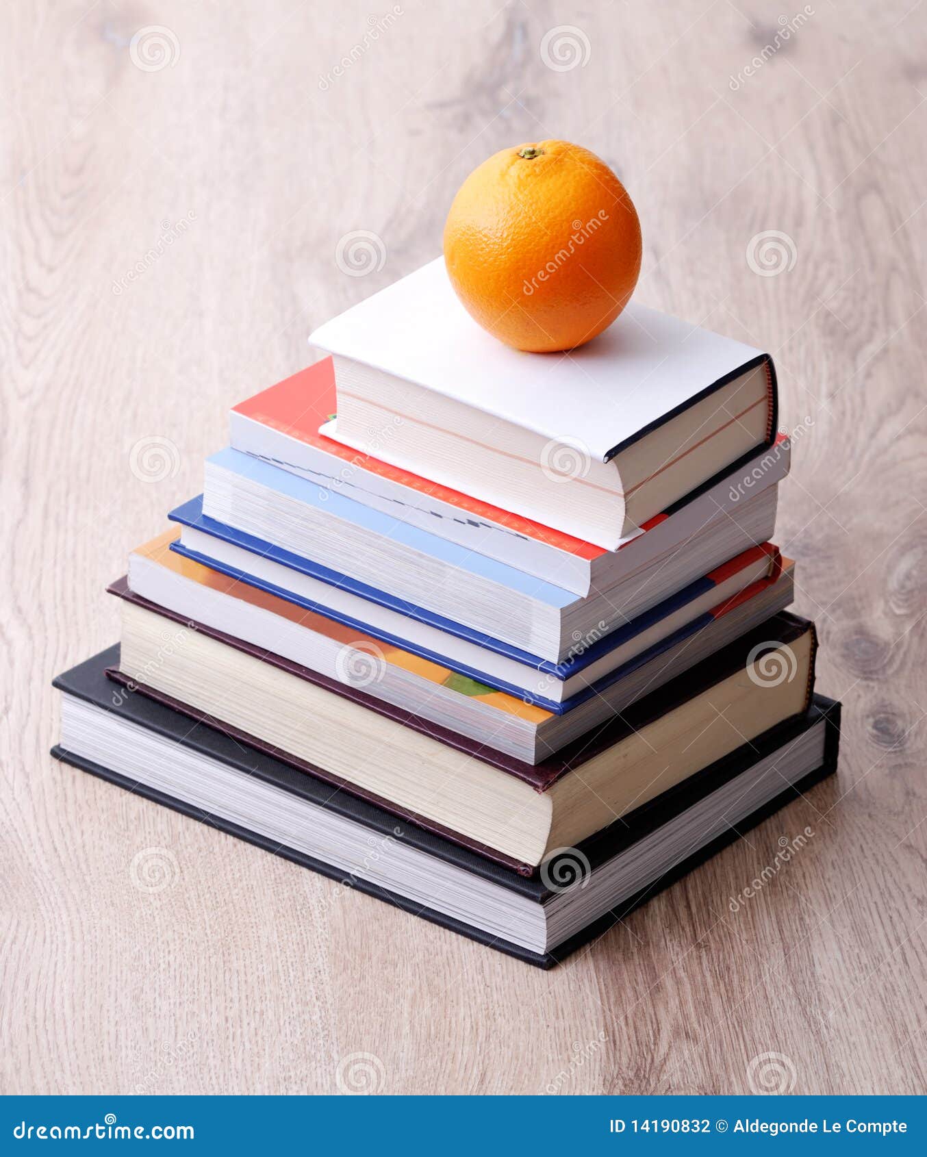 Stack of Books with Orange on Top Stock Photo - Image of life, stack ...