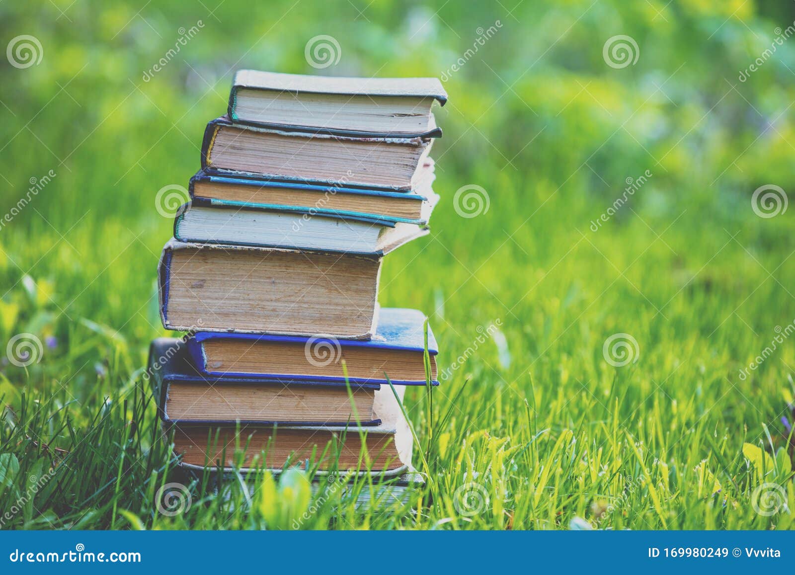 The Stack of Books Outdoors Stock Image - Image of knowledge, read ...