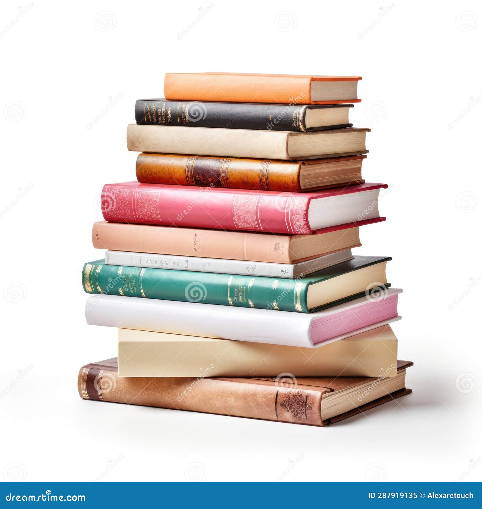 Stack of Books in Pastel Colors on White Background Stock Illustration ...