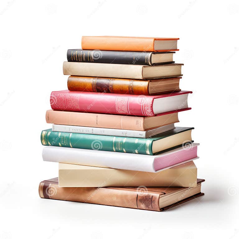 Stack of Books in Pastel Colors on White Background Stock Image - Image ...