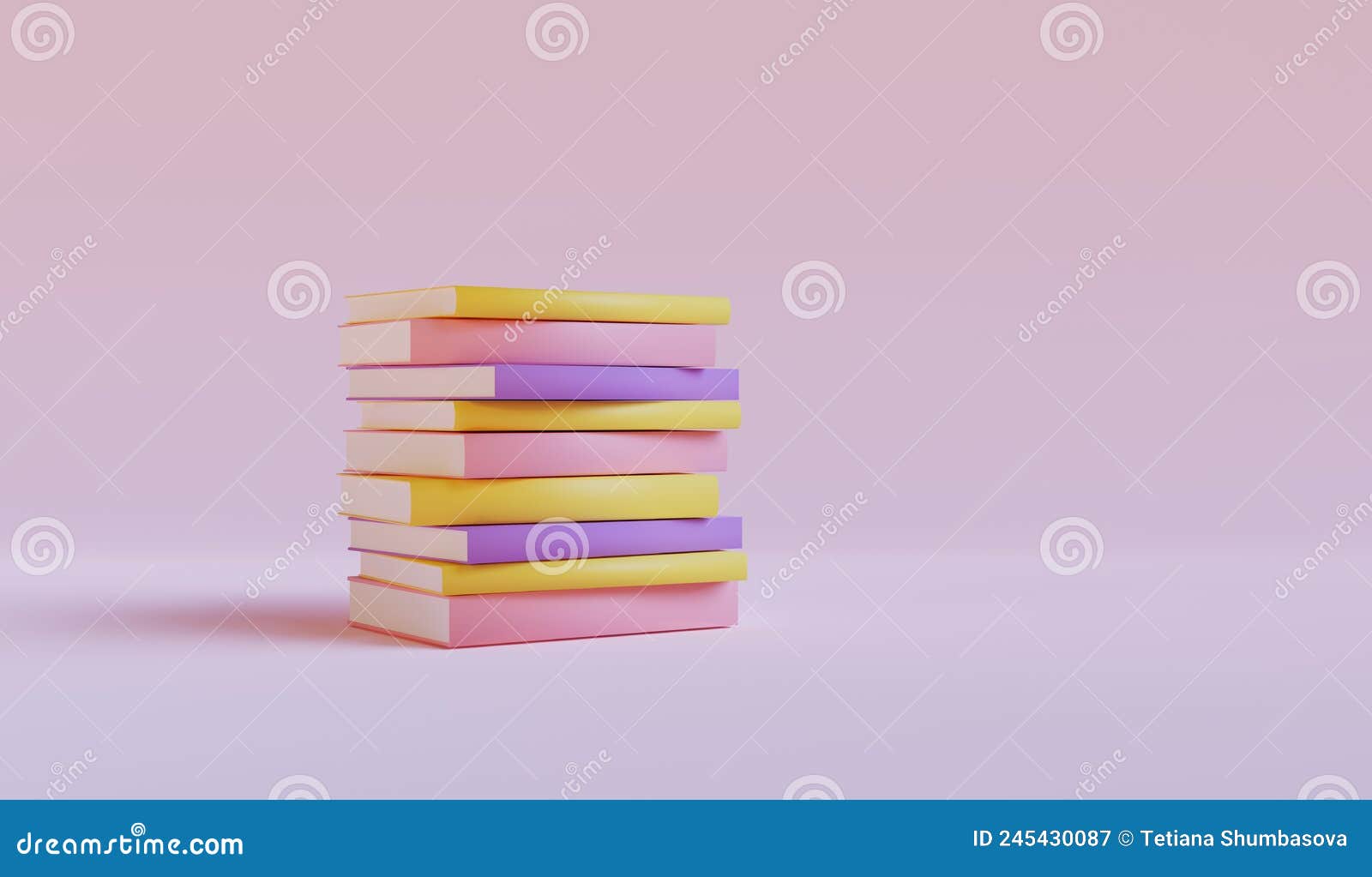 Stack of Books on Pink Background. Front View. Online Education or E ...