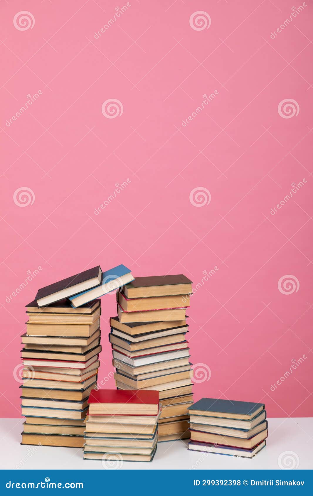 Stack of Books on a Pink Background in the Library Cabinet Education ...