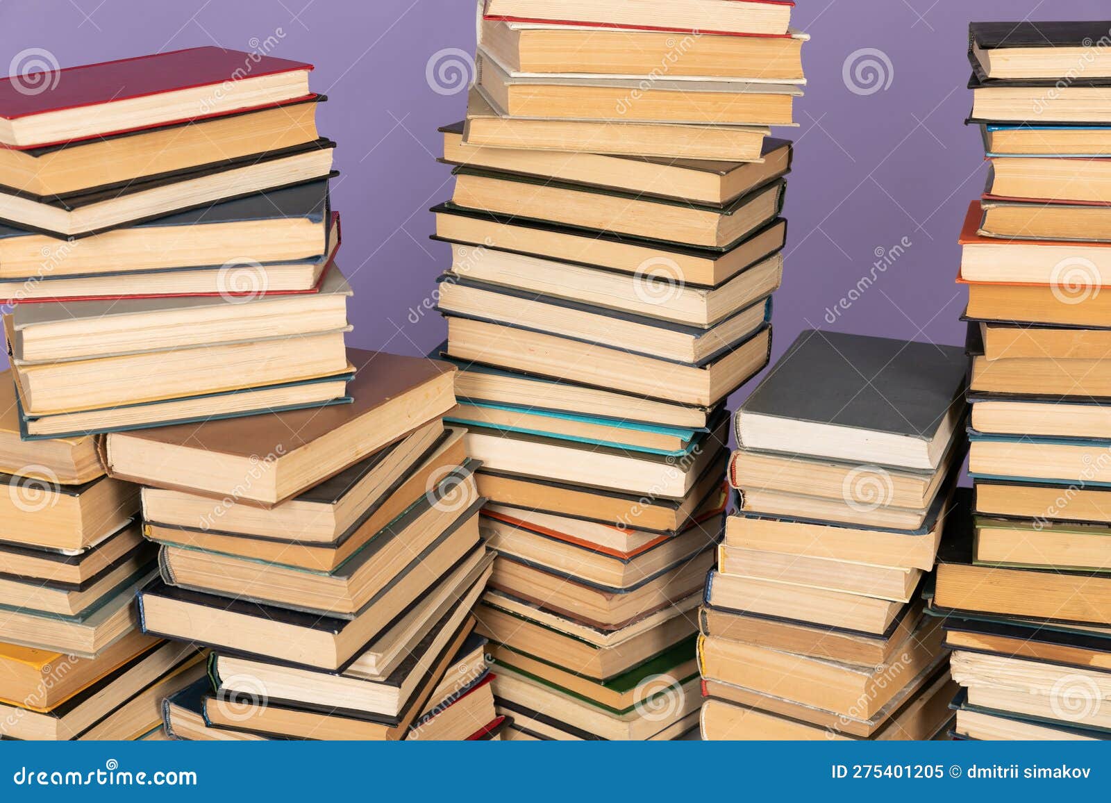 Stack of Books on a Purple Background Science Education Culture ...