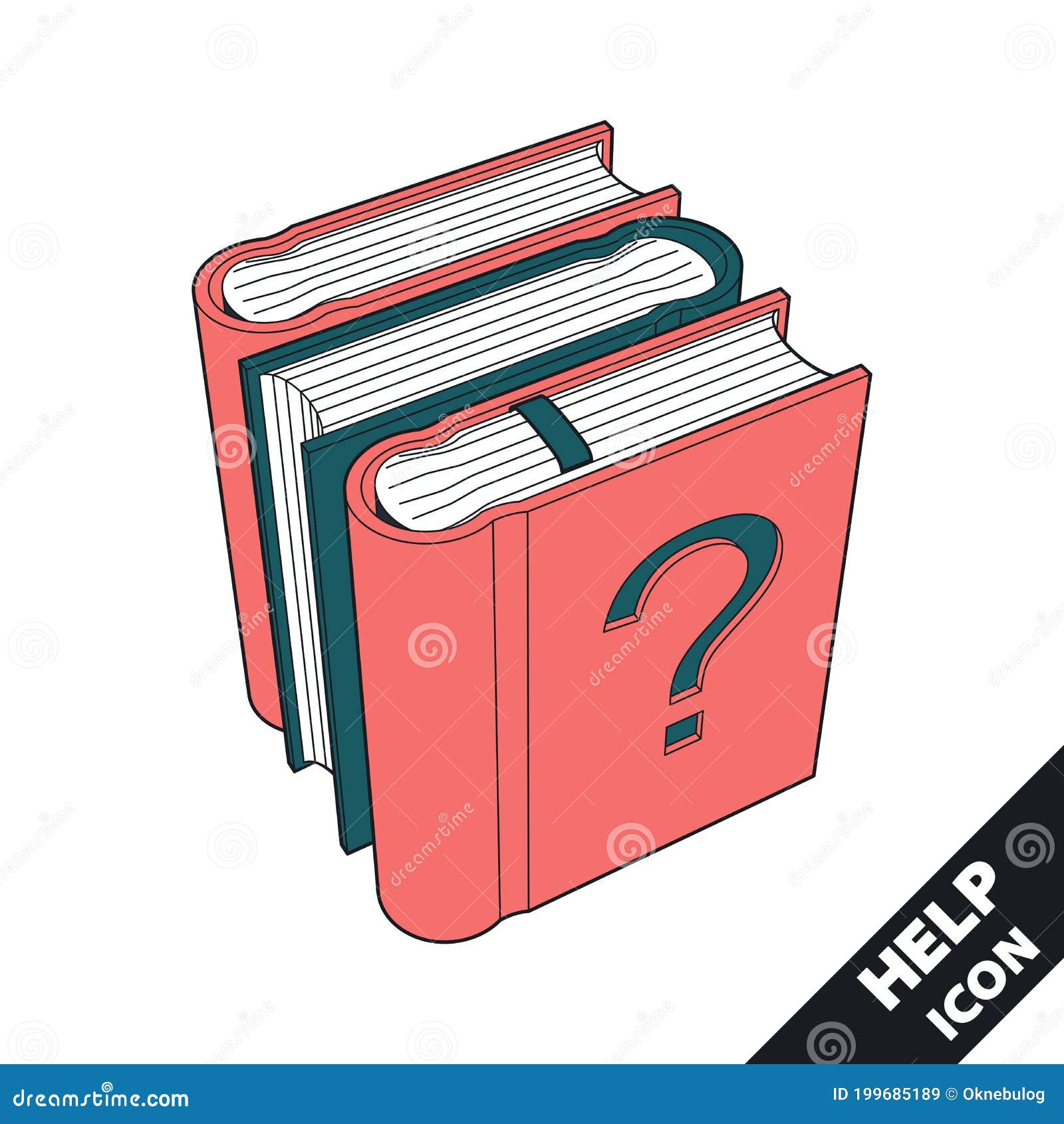 Stack of Books and a Question Mark 3D Vector Icon in Flat Style Stock ...