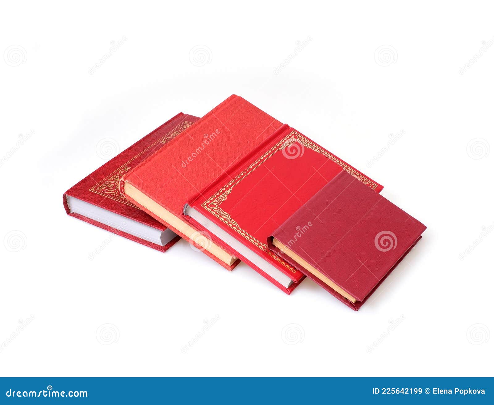 Stack of Books in Red Covers with White Sheets Isolated on a White ...