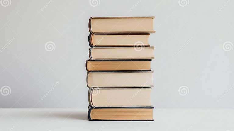 Stack of Books Resting Horizontally on a Smooth Surface Against a Soft ...