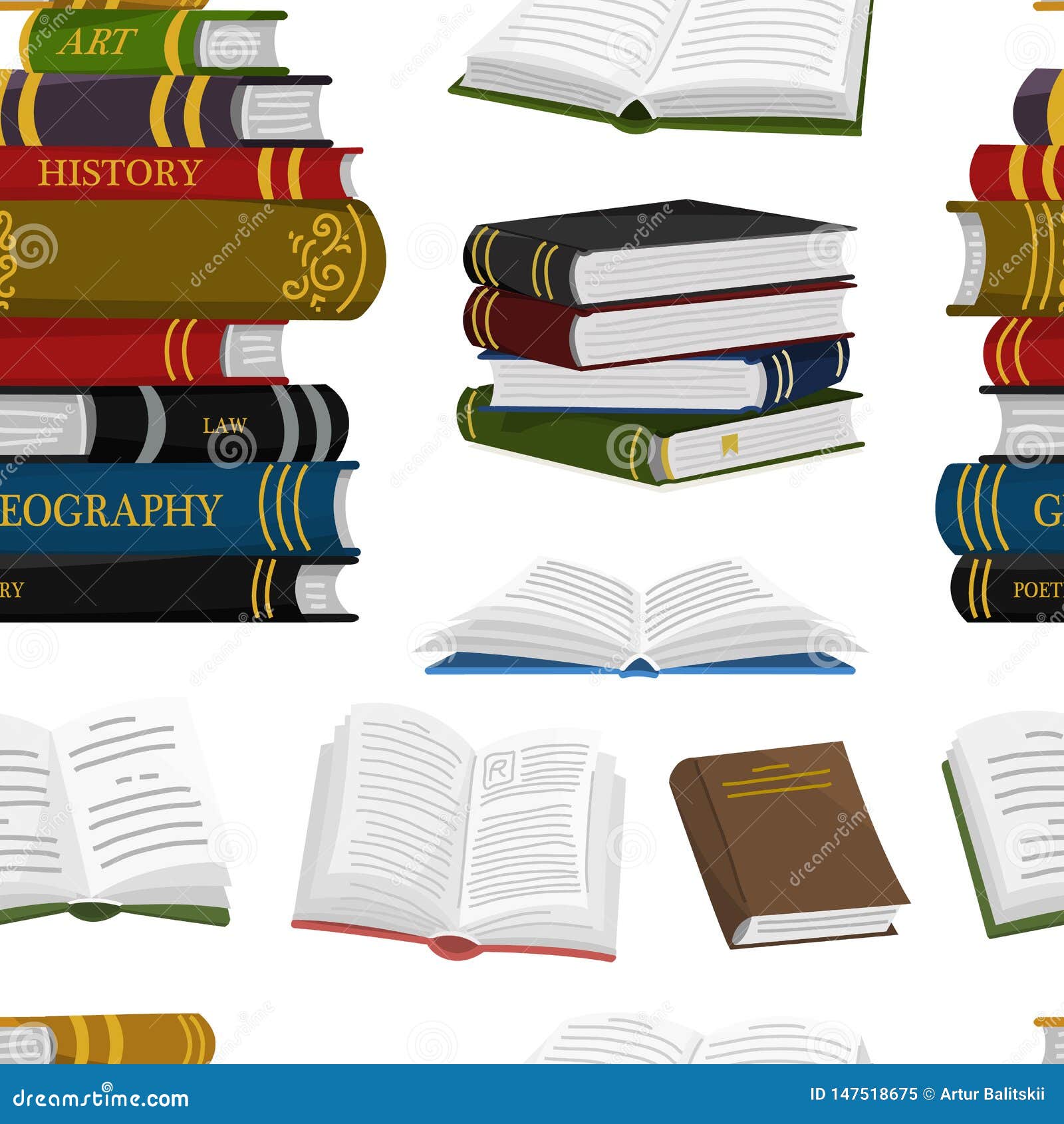 Stack of Books Seamless Pattern. Background for Lover of Literature ...