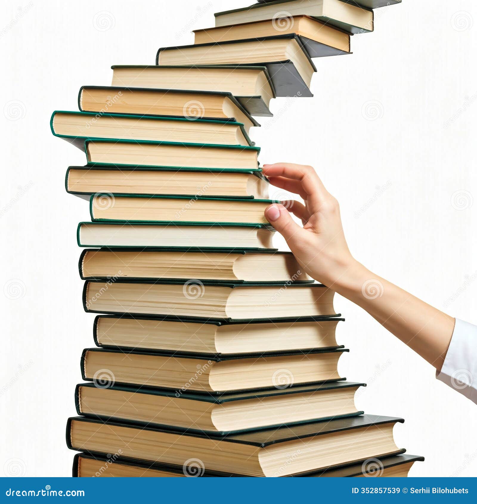 Knowledge Is The Path To Success. The Man On Top Of A Mountain Of Books ...