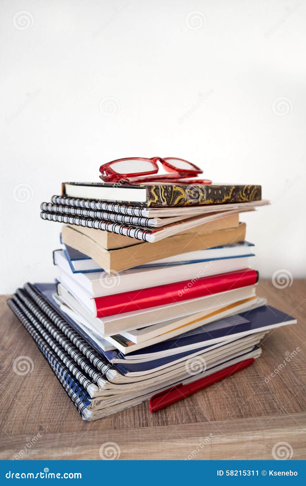 Stack of Books on the Shelf Stock Image - Image of education, read ...