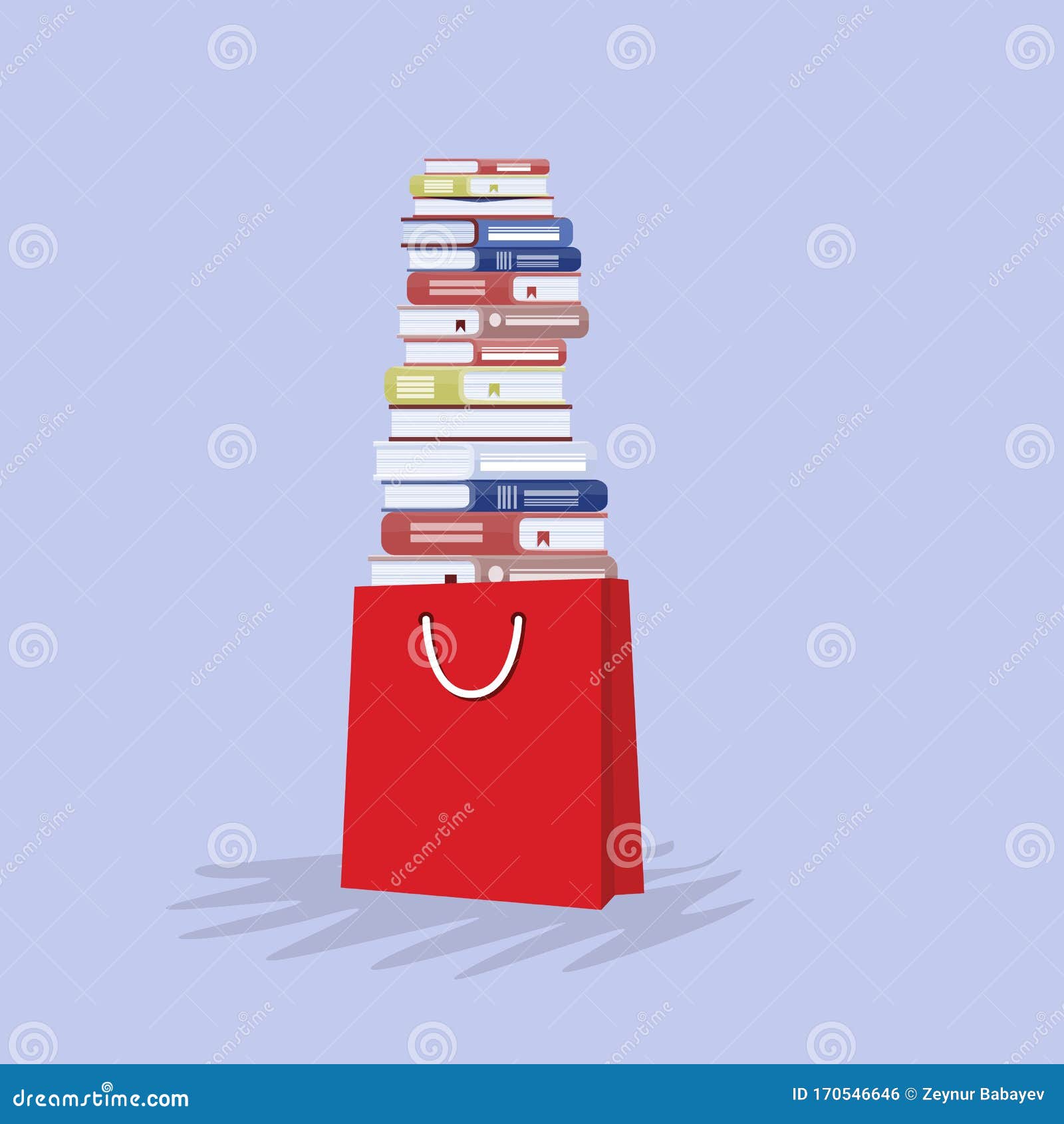 Stack of Books in Shopping Bag. Book Shopping Concept. Vector ...