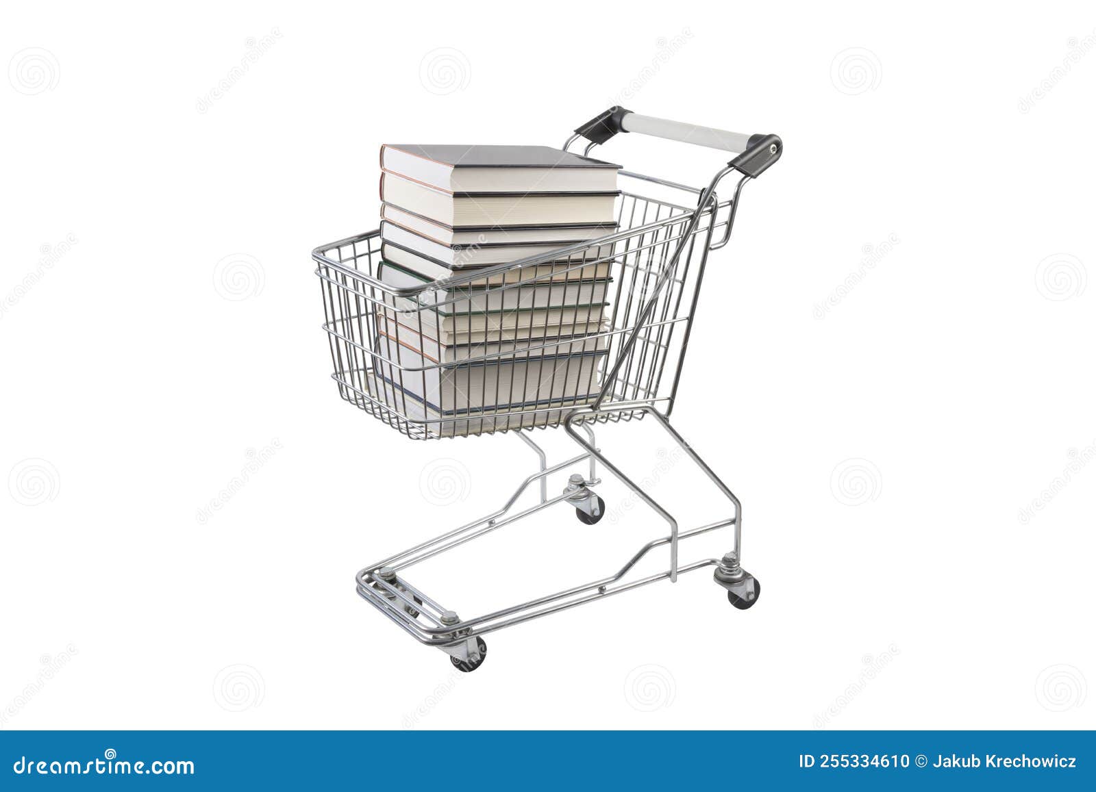 Stack of Books in Shopping Cart Isolated on White Background Stock ...