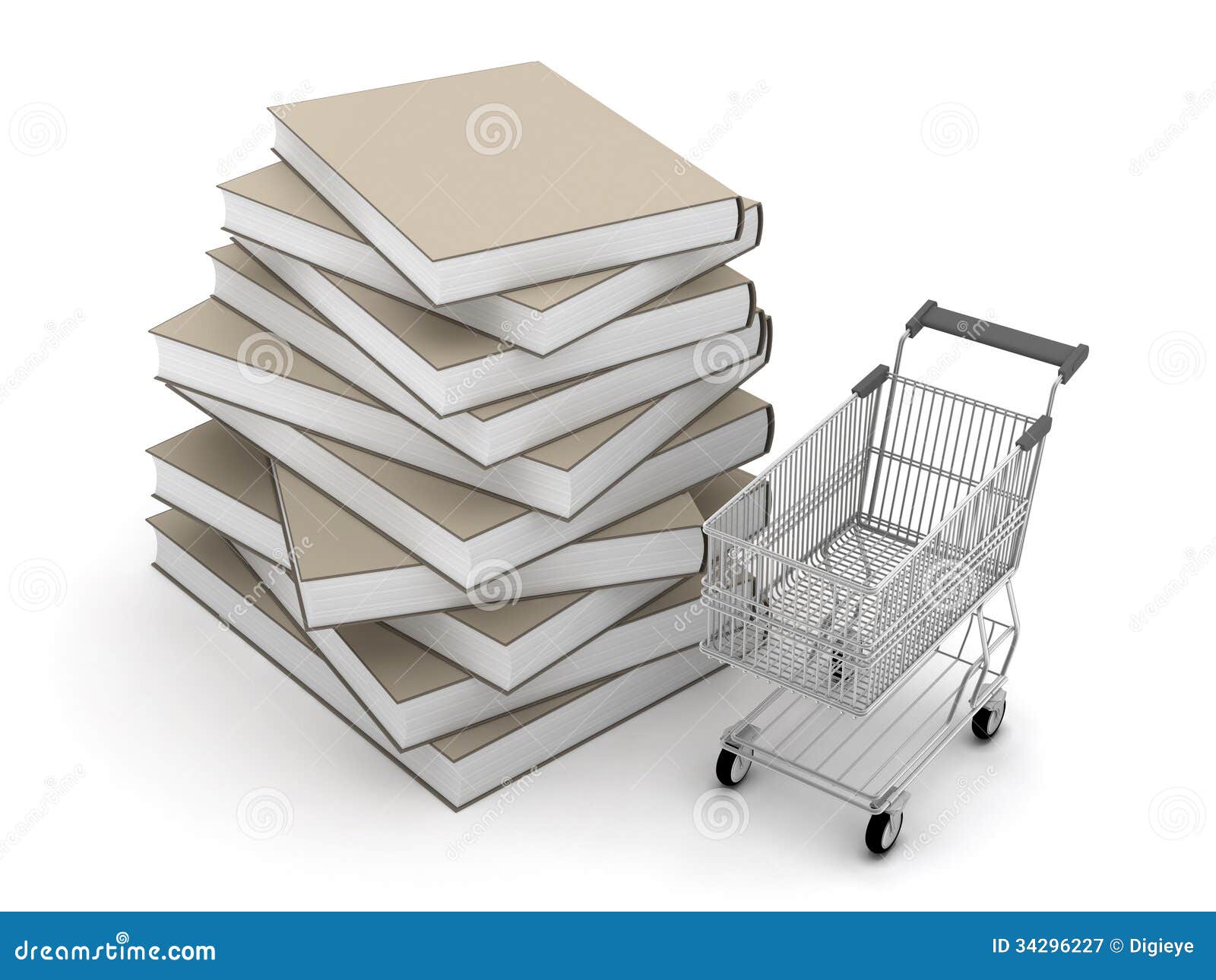 Stack of Books and Shopping Cart Stock Image - Image of education ...