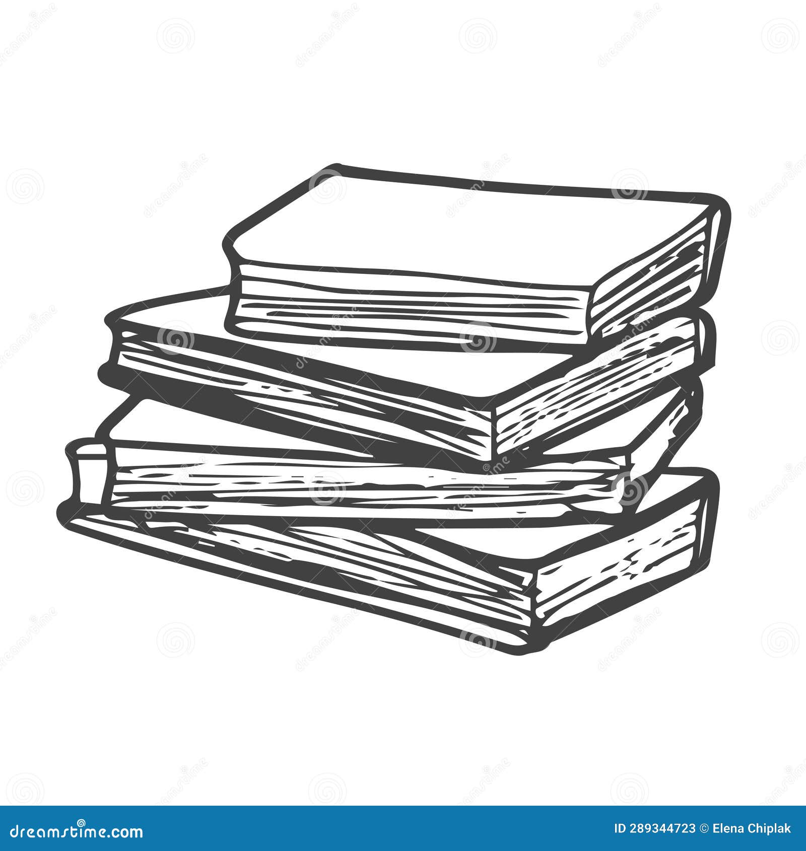 Stack of Books Sketch in Doodle Style Isolated on White Background ...