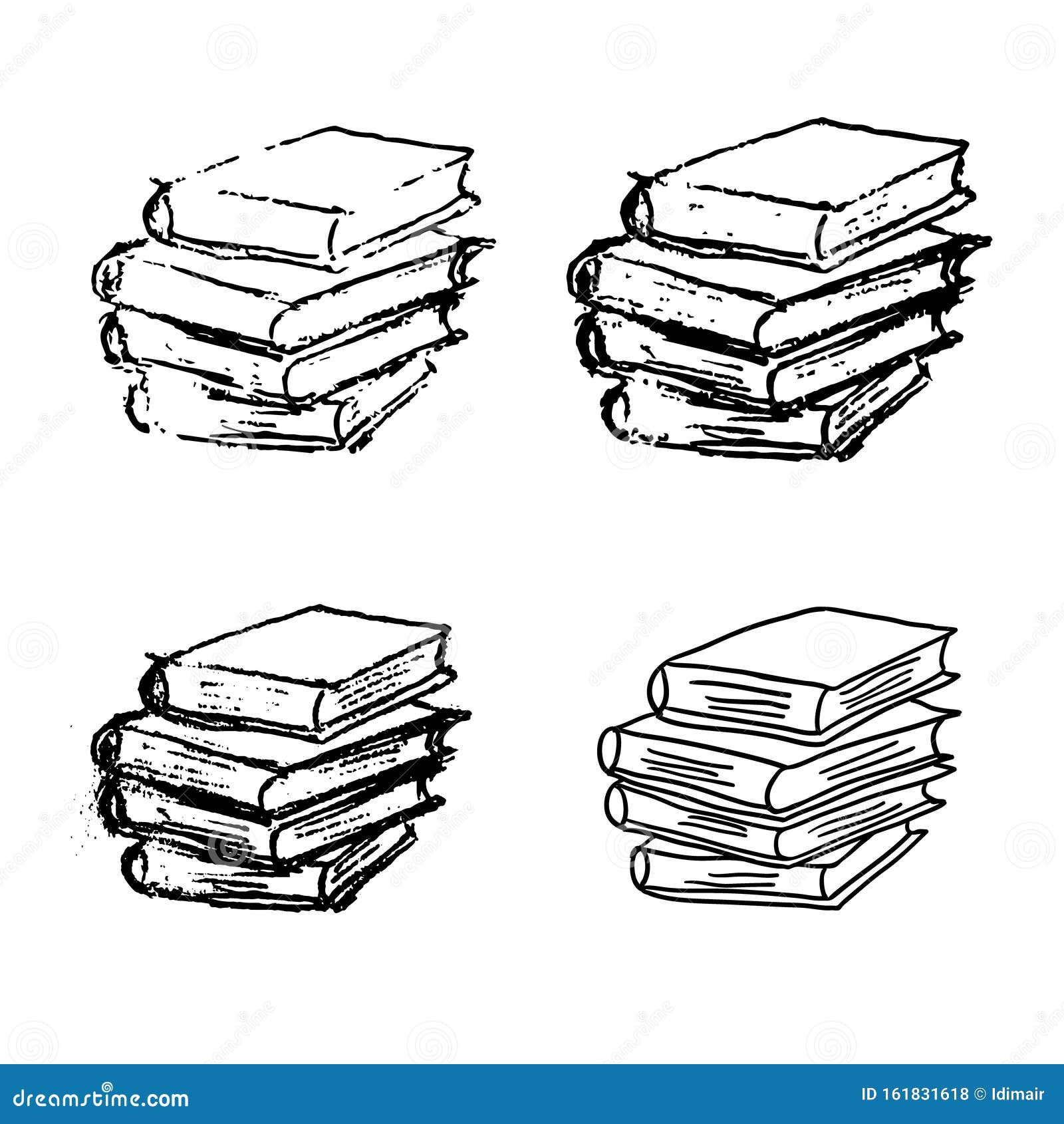Stack of Books Sketch. Hand Drawn Books Stock Vector - Illustration of ...