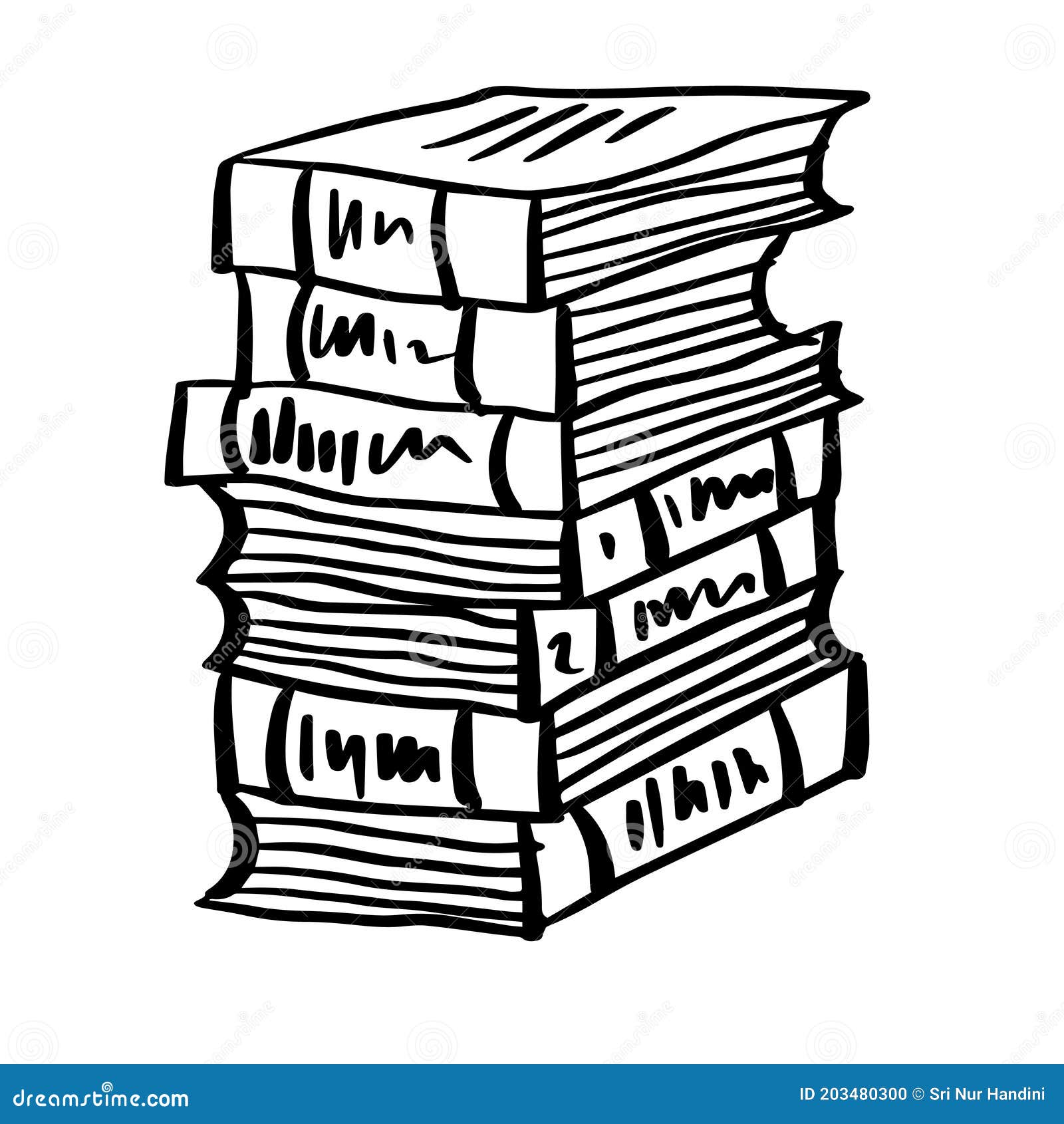 Stack of Books Sketch Illustration. Stock Vector - Illustration of heap ...