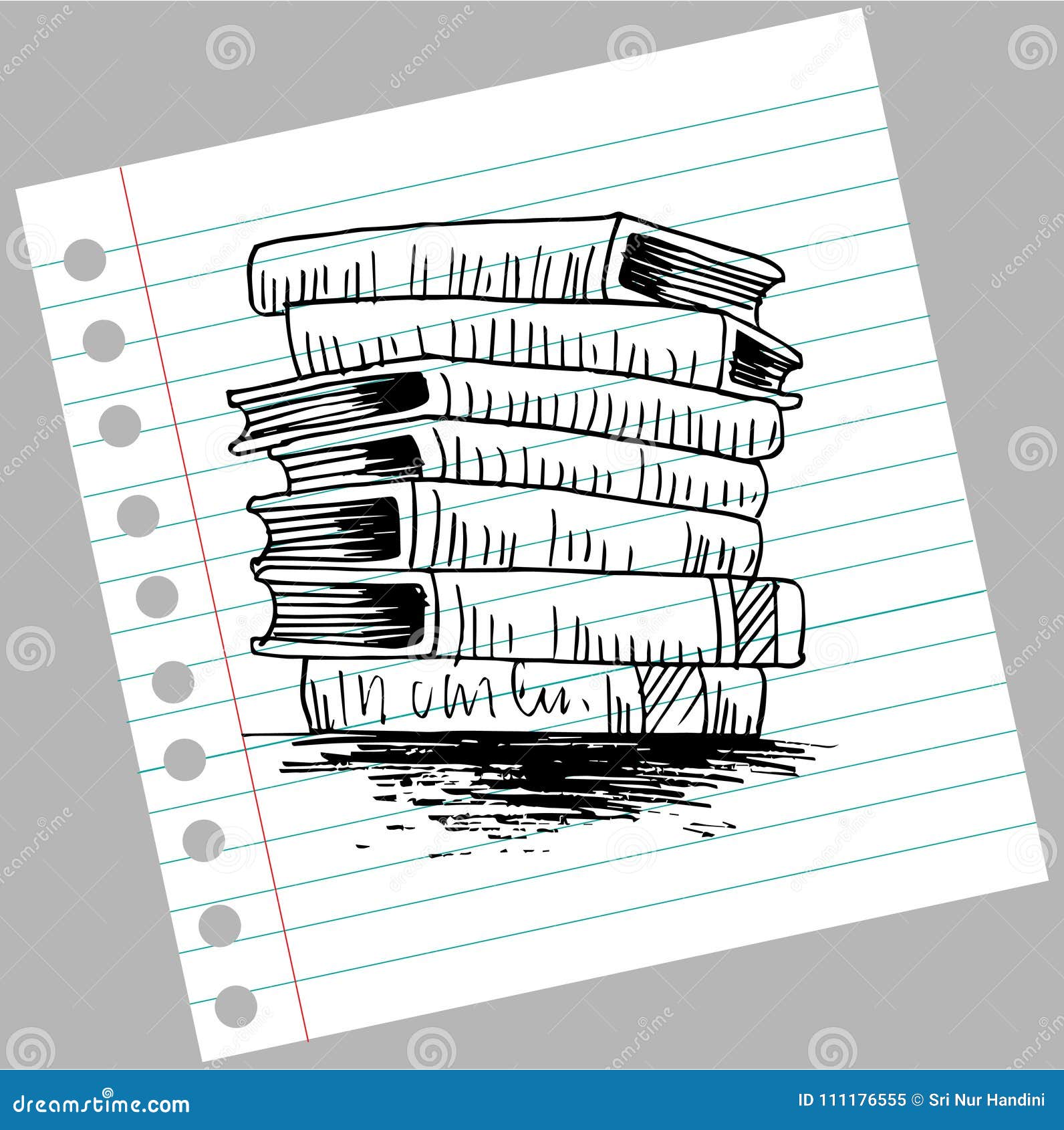 Stack of books sketch stock illustration. Illustration of back - 111176555