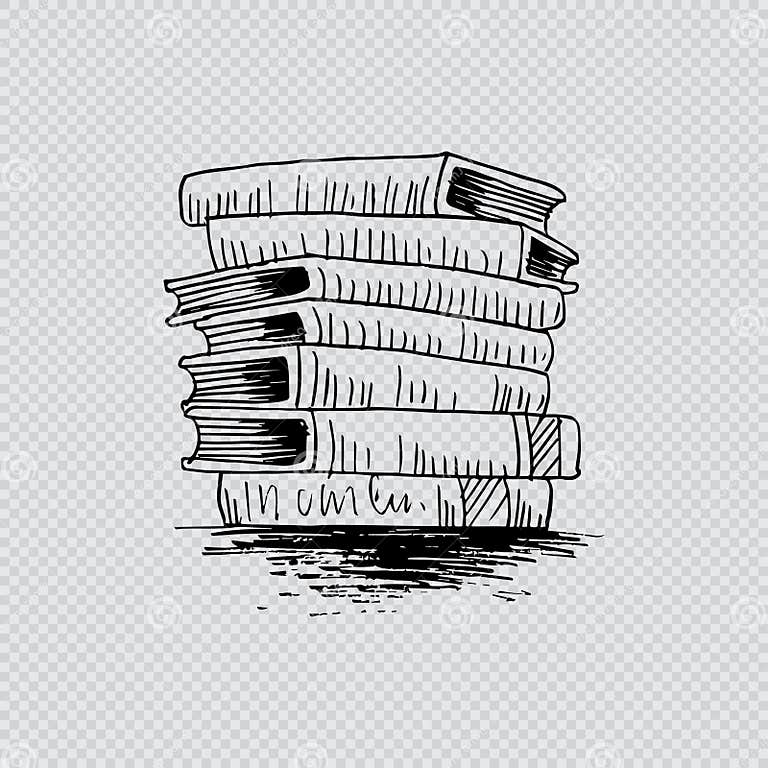 Stack of books sketch stock illustration. Illustration of kids - 111176542