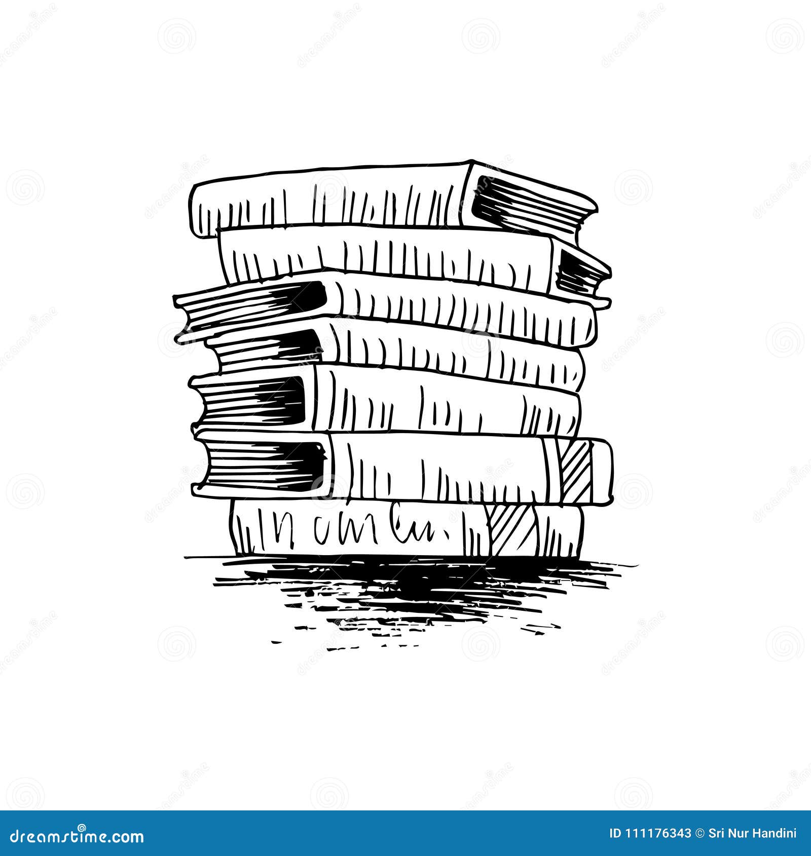 Books Sketch. Vintage Engraving Of Stacks And Piles Of Open Or Closed ...