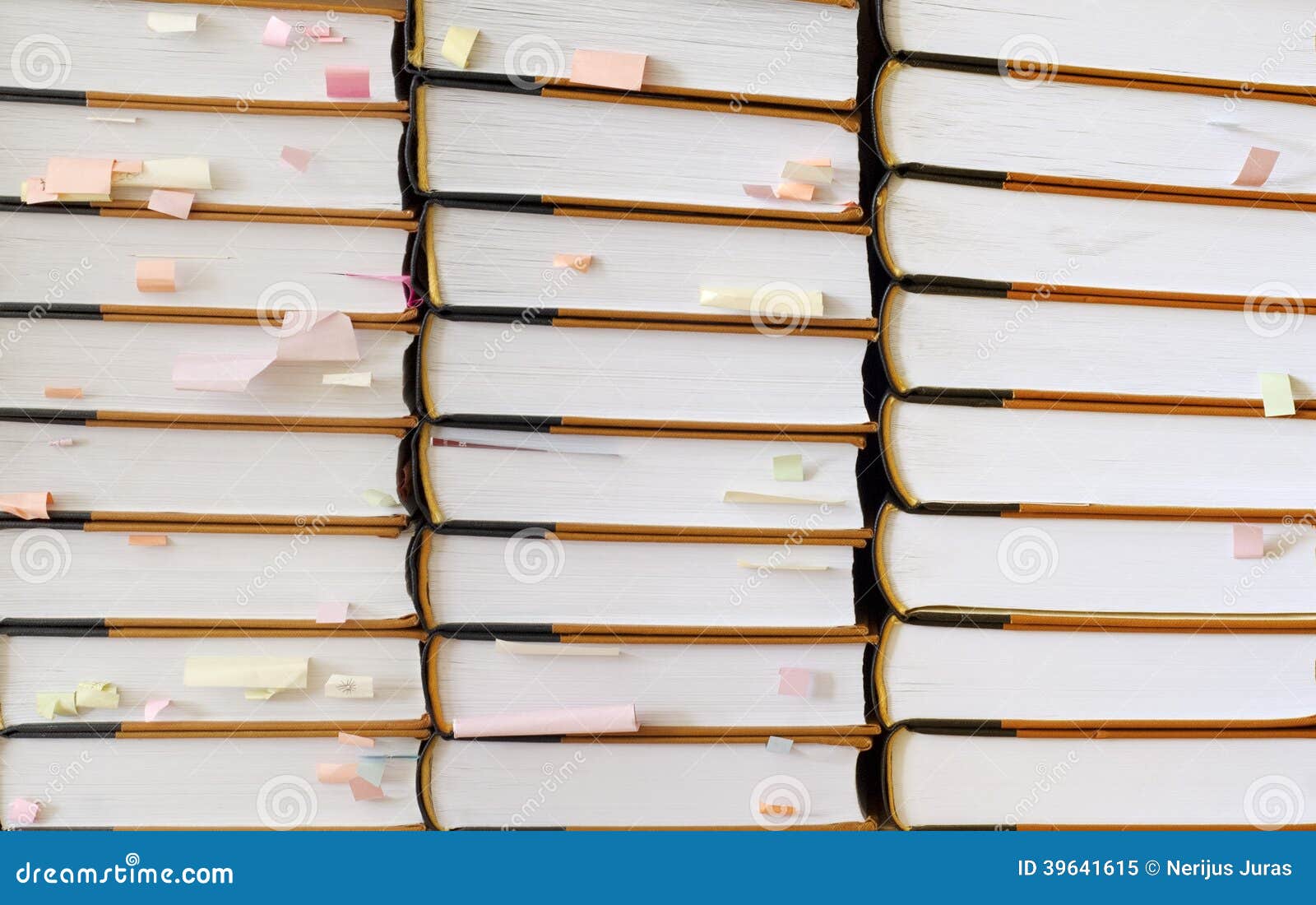 Stack of Books with Sticky Notes Stock Image - Image of note, library ...