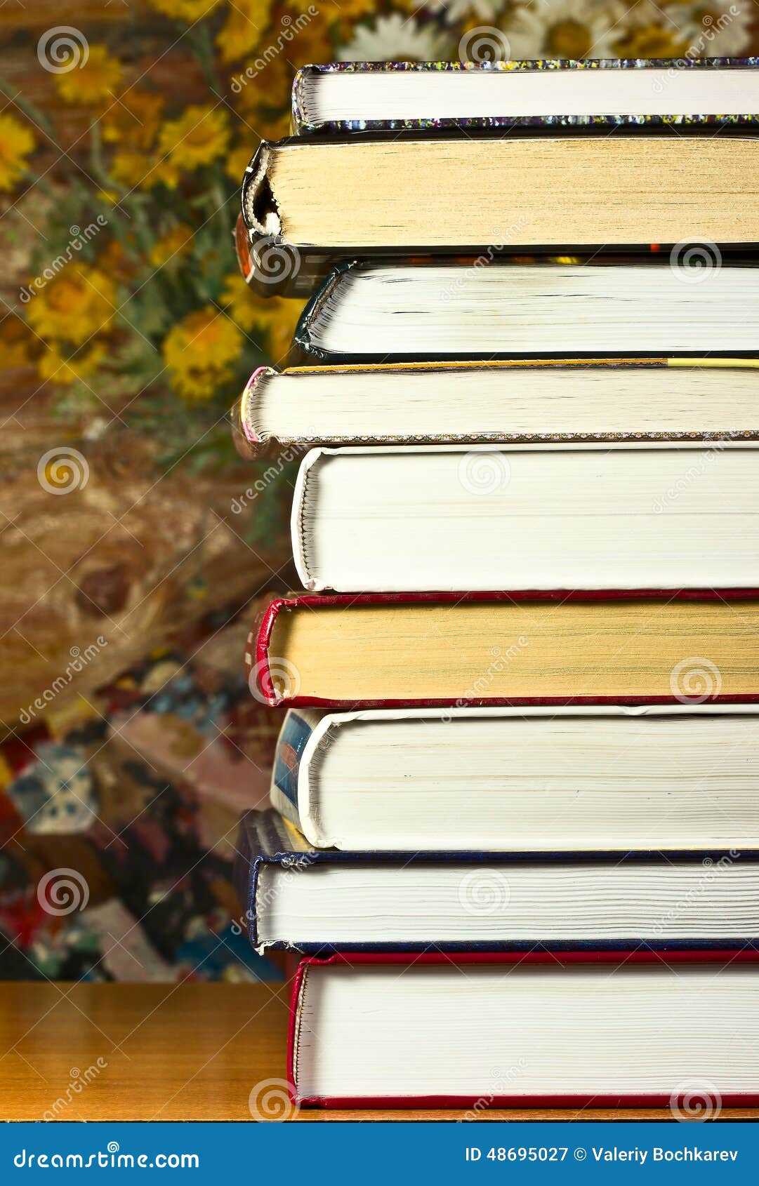 A Stack of Books on a Table Stock Image - Image of books, library: 48695027