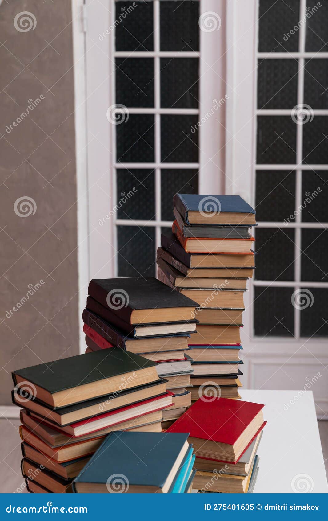Stack of Books at the Door in the Library Education Science Training ...