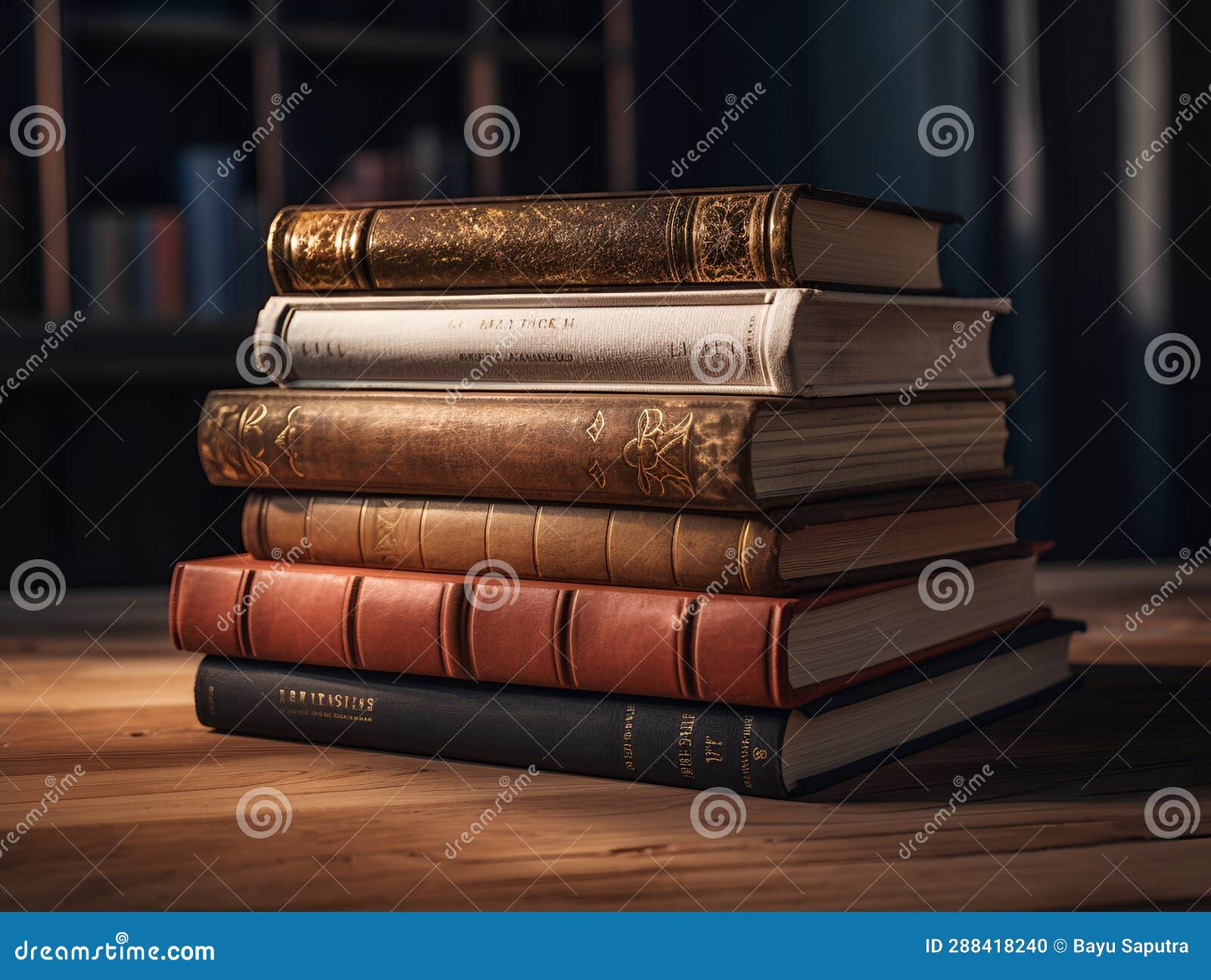 Stack of Books on the Table Pile of Books in the Library Generative Ai ...