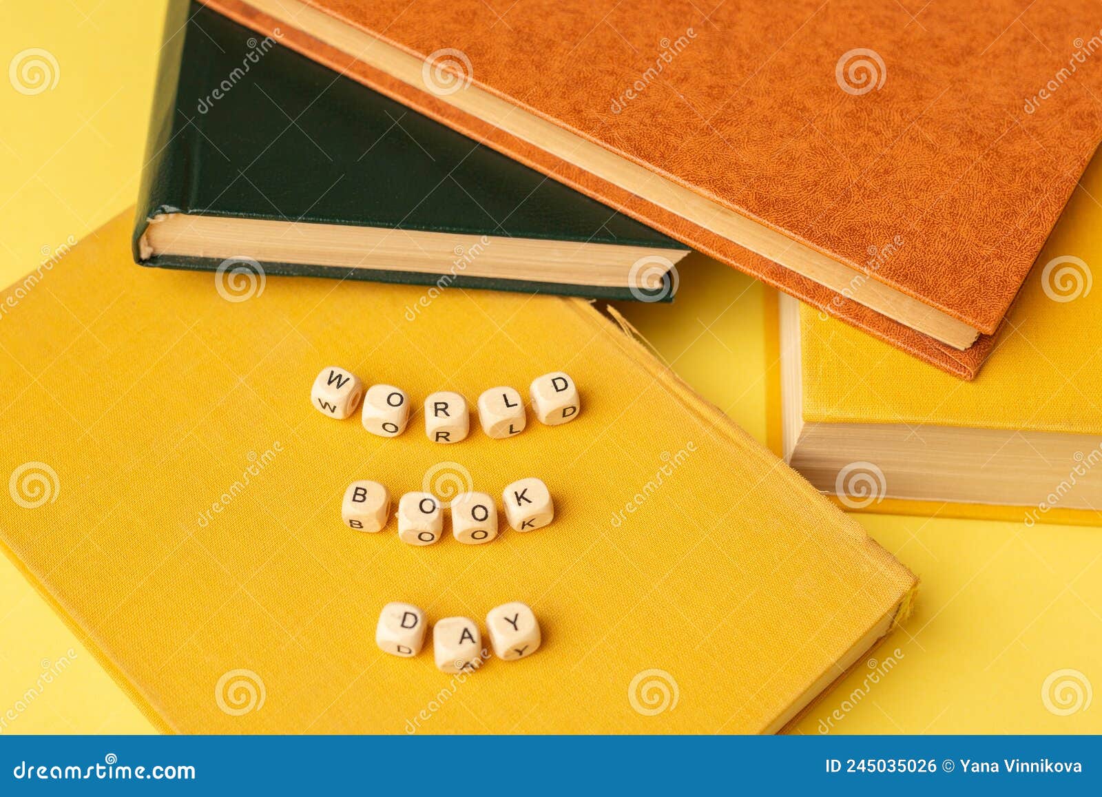 Stack of Books and Text World Book Day. Education Background Stock ...
