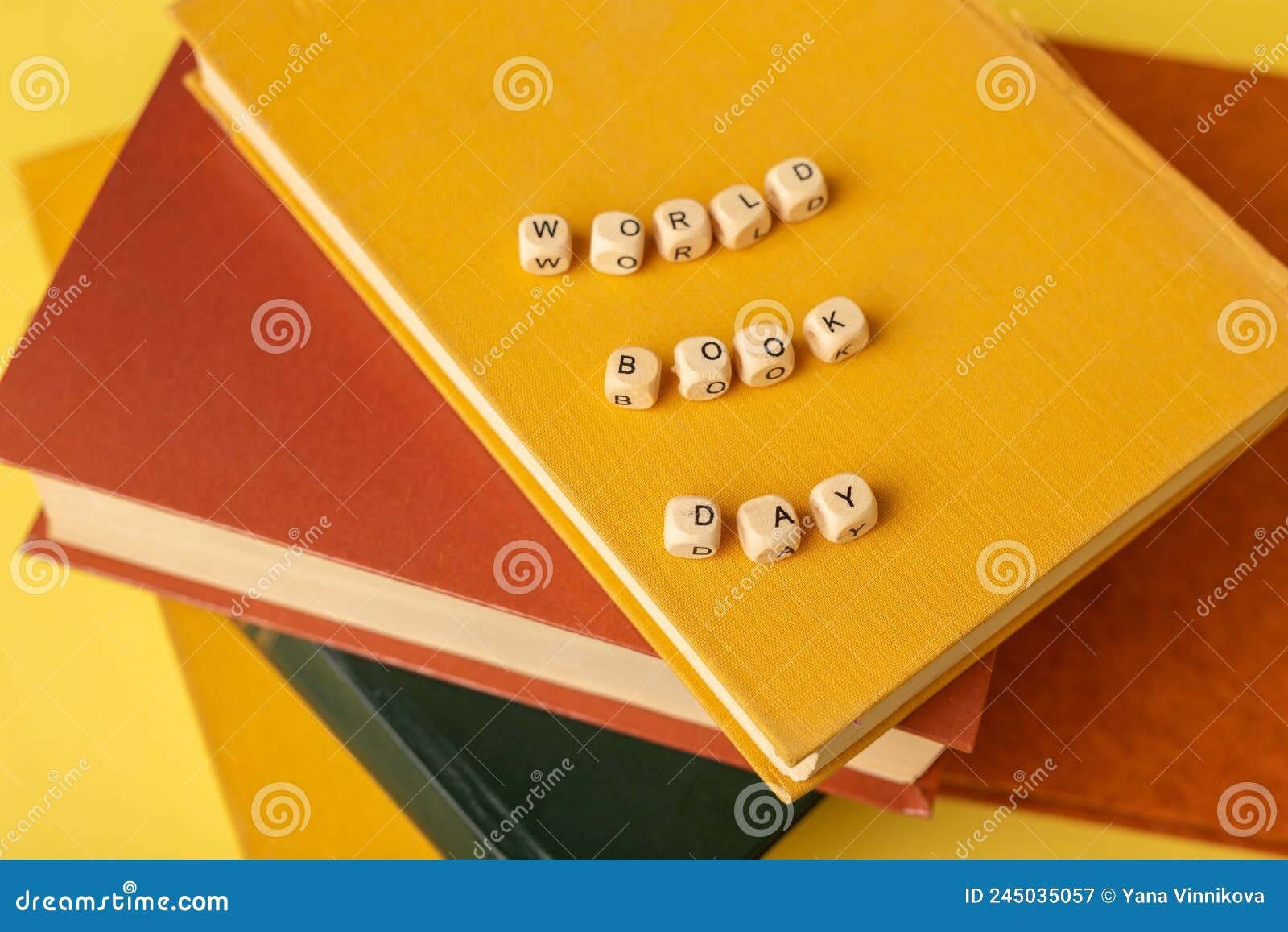 Stack of Books and Text World Book Day. Education Background Stock ...