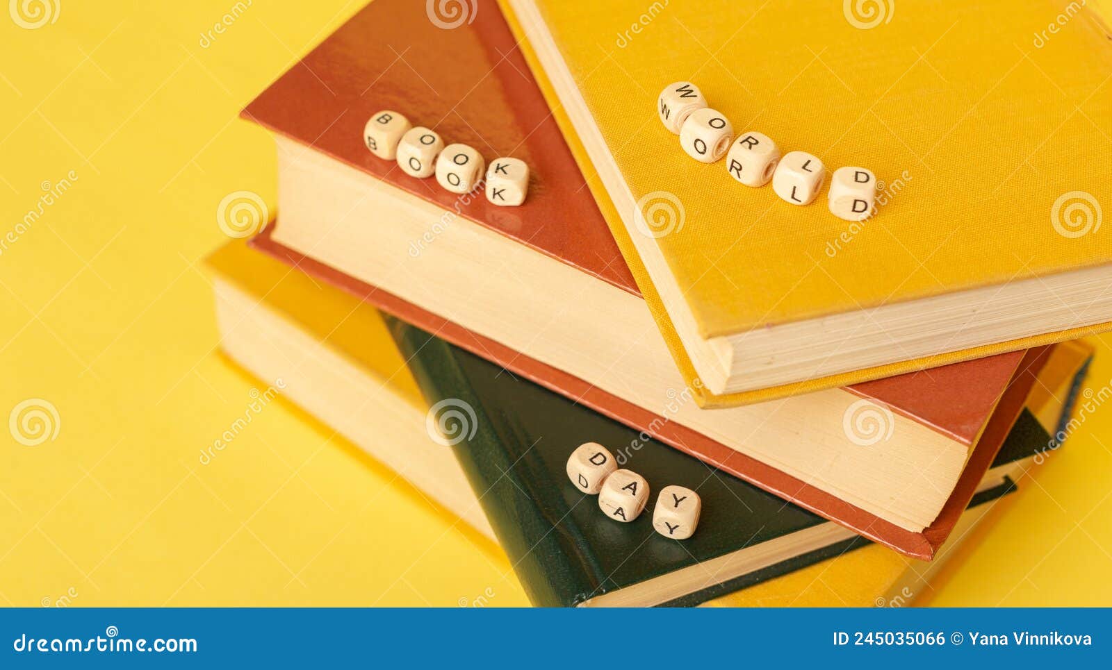 Stack of Books and Text World Book Day. Education Background Stock ...