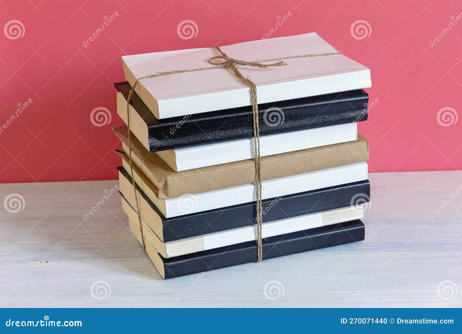 Stack of Books Tied with Rope. Copy Space Stock Photo - Image of ...
