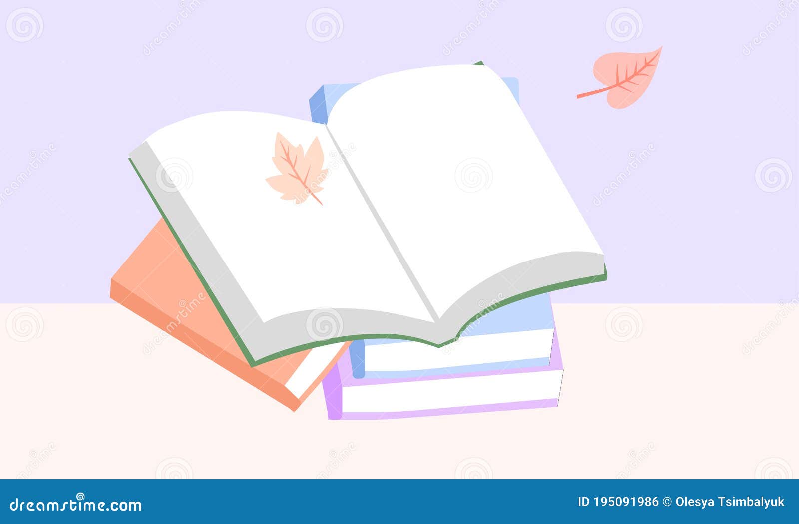 A Stack of Books and on Top Lies an Open Book, Vector Graphics Stock ...