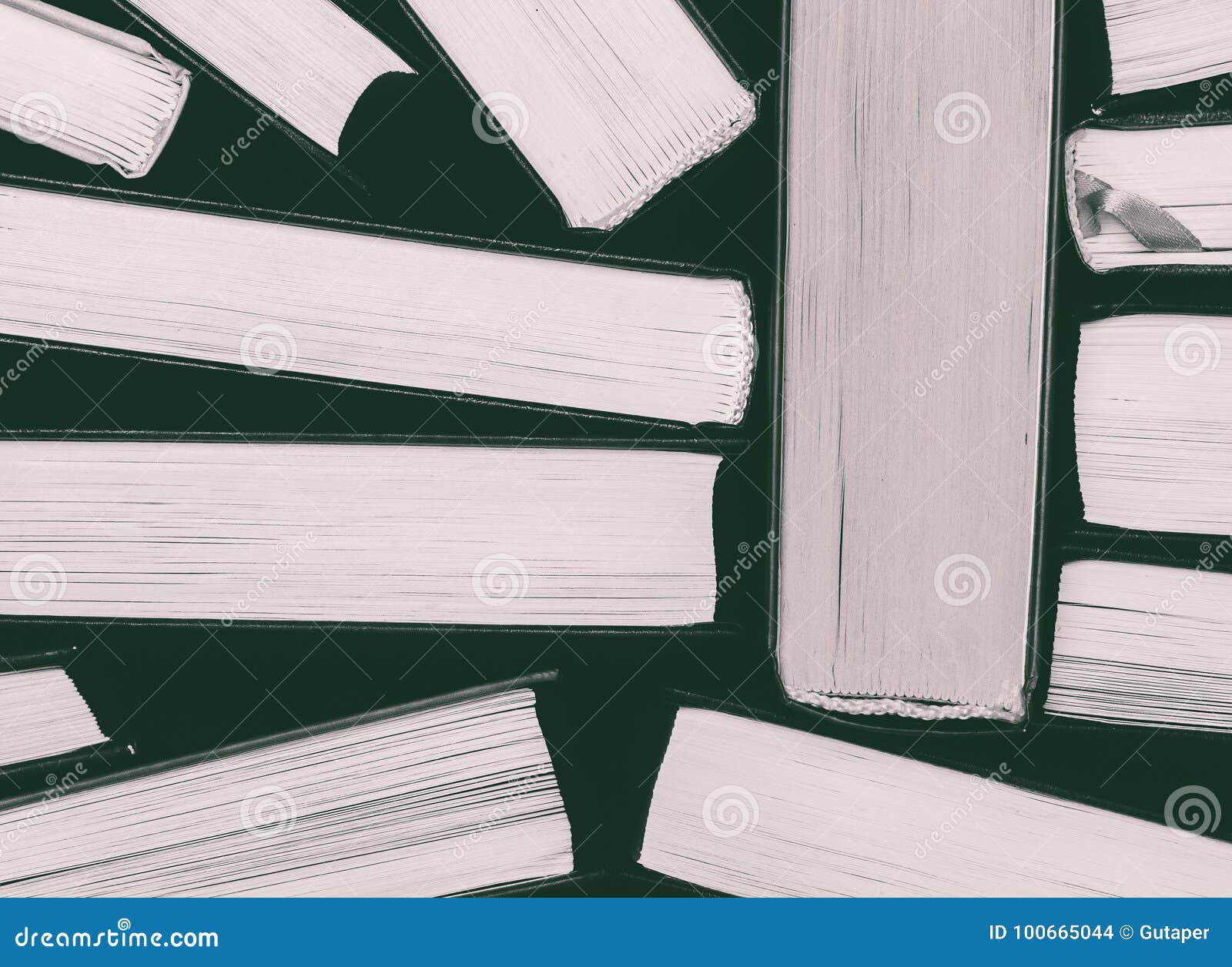 A Stack of Books a Top View of the Edge of the Pages, a Black and White ...