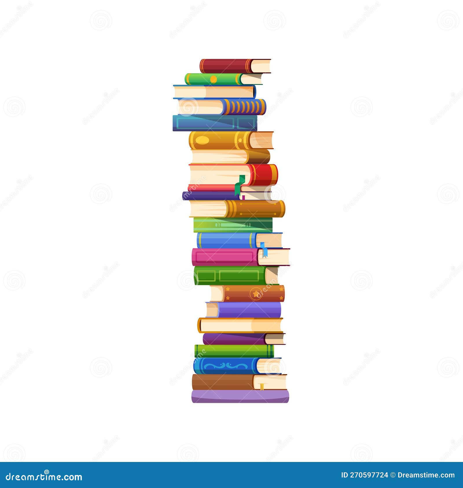 Stack of Books of Various Colors, Sizes and Titles Stock Vector ...